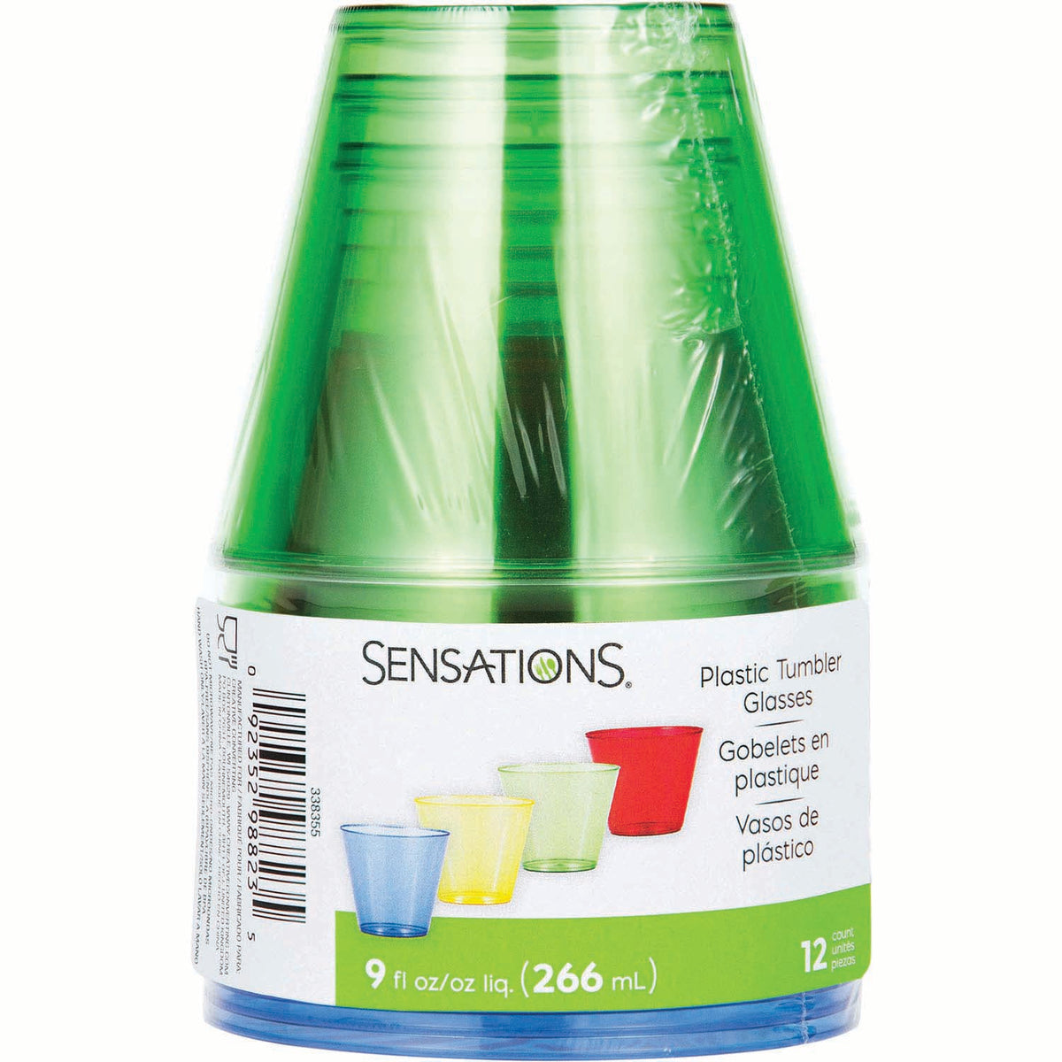 SENSATIONS 9 oz Plastic Tumbler Glasses - Assorted Colors, 12 count – L ...