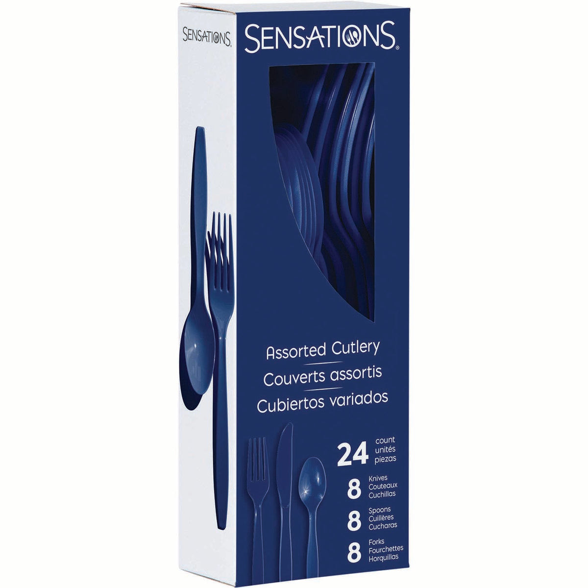 SENSATIONS Assorted Plastic Cutlery - Navy Blue, 24 count – L&R eShop