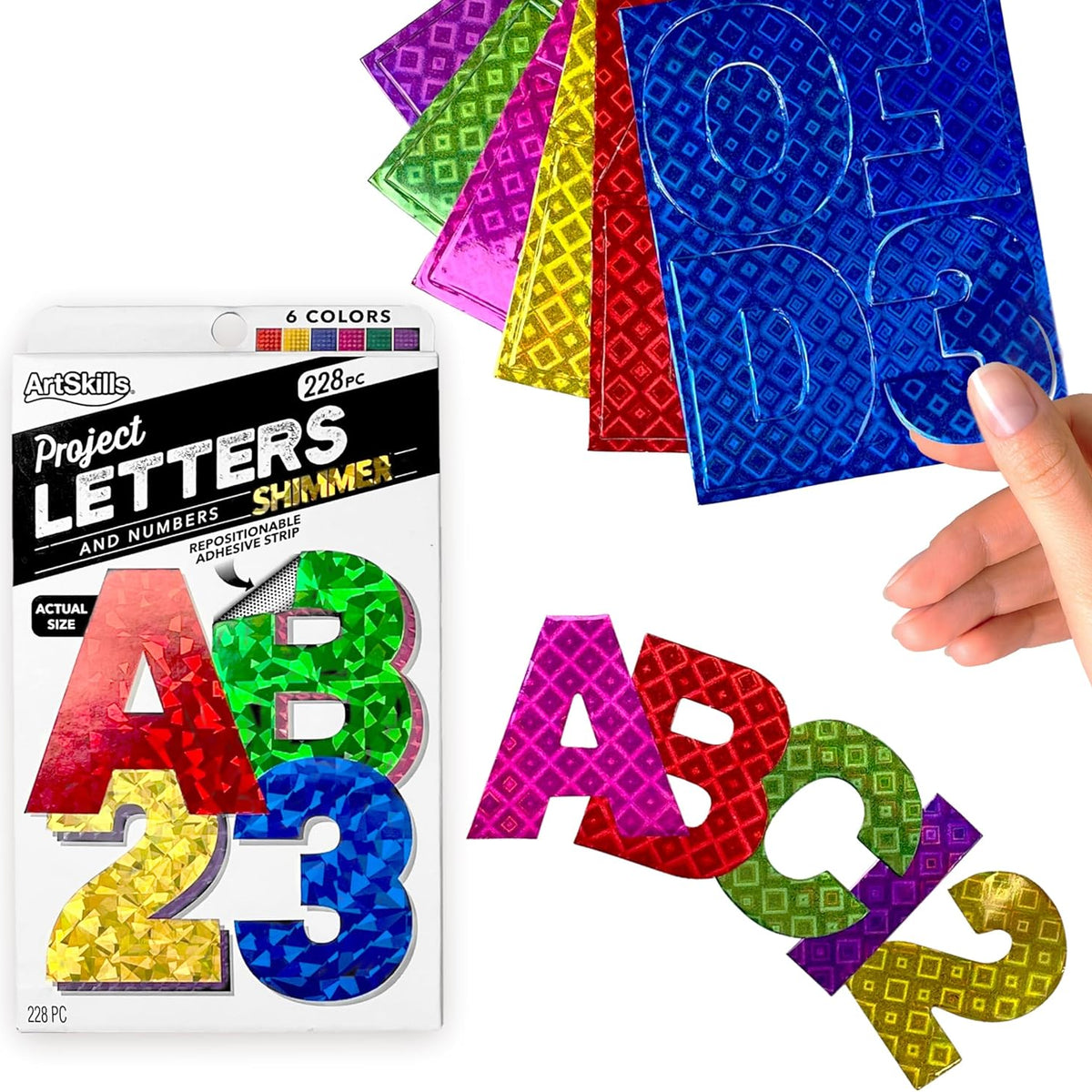 ArtSkills 2.5" Paper Poster Letters and Numbers - Holographic, 228 cou ...