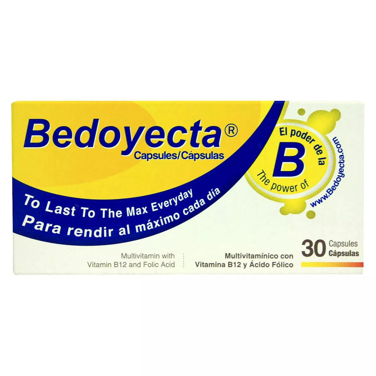 Bedoyecta Multivitamin Supplement Capsules with B12 and Folic Acid, 30 ...