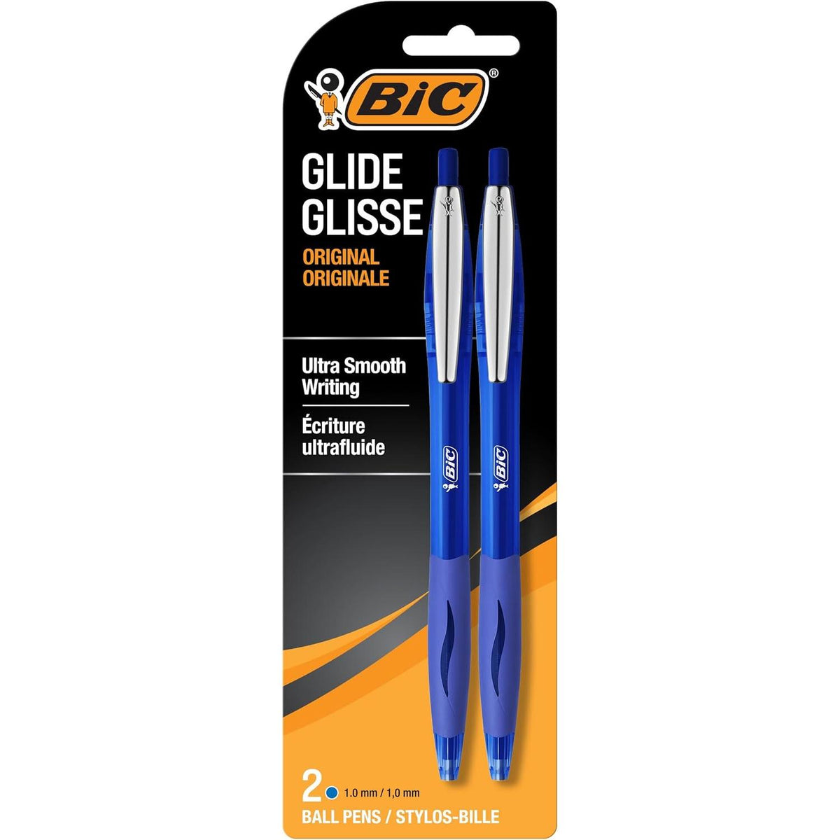 BiC Glide Retractable Ballpoint Pen - Blue, 2 pack – L&R eShop