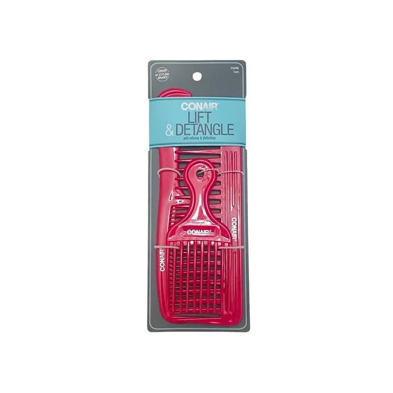 CONAIR Styling Essentials Lift & Detangle Comb Pack - Assorted, 3 coun ...