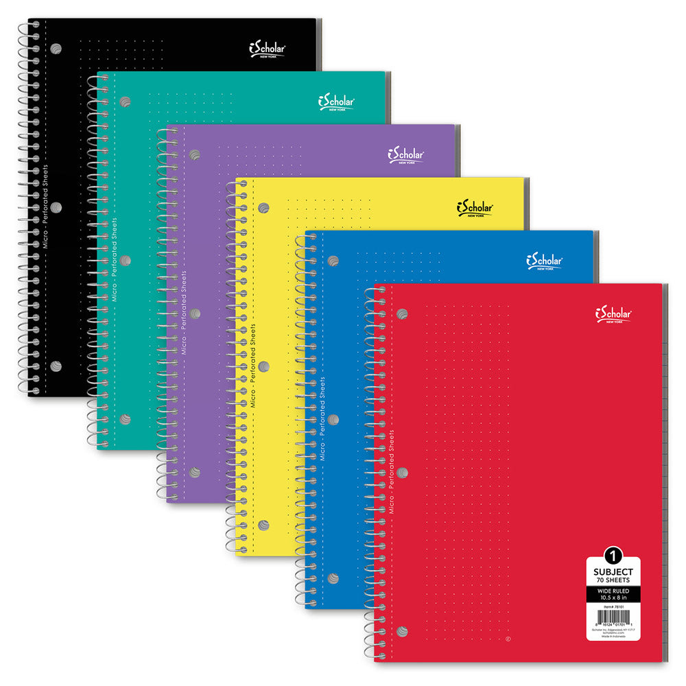 iScholar 1 Subject Wide Ruled Notebook - Assorted Colors – L&R eShop
